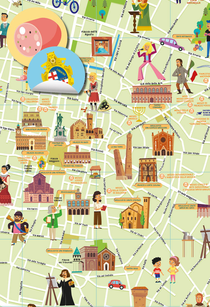 Mappa di Bologna illustrata – Italy For Kids